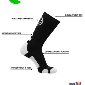 MadSportsStuff Volleyball Logo Crew Socks (Black/White, Medium)