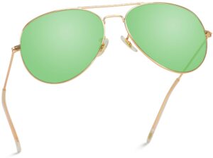 wearme pro classic aviator style metal frame sunglasses (gold frame/green tinted lens, 59)