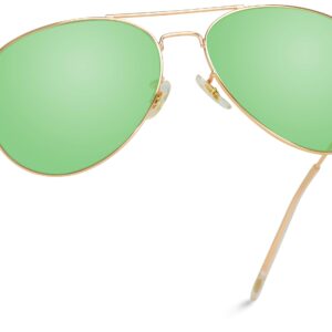 WearMe Pro Classic Aviator Style Metal Frame Sunglasses (Gold Frame/Green Tinted Lens, 59)