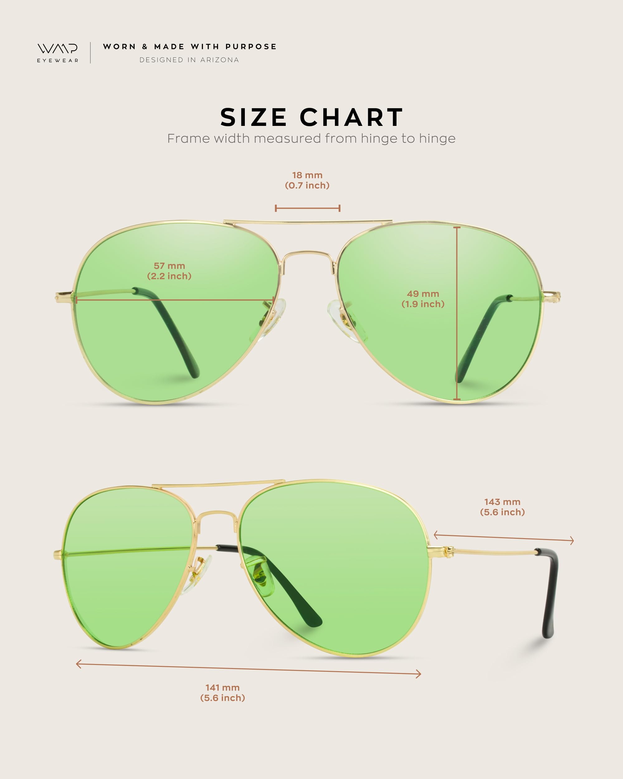 WearMe Pro Classic Aviator Style Metal Frame Sunglasses (Gold Frame/Green Tinted Lens, 59)