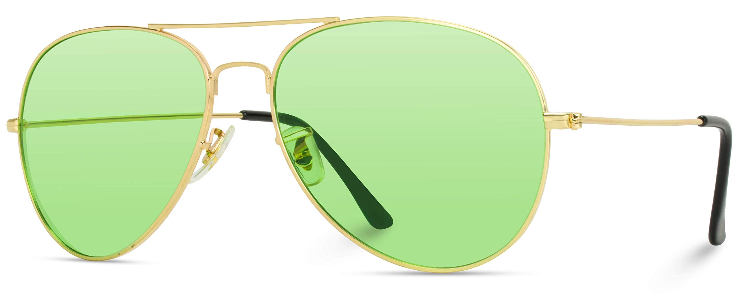 WearMe Pro Classic Aviator Style Metal Frame Sunglasses (Gold Frame/Green Tinted Lens, 59)