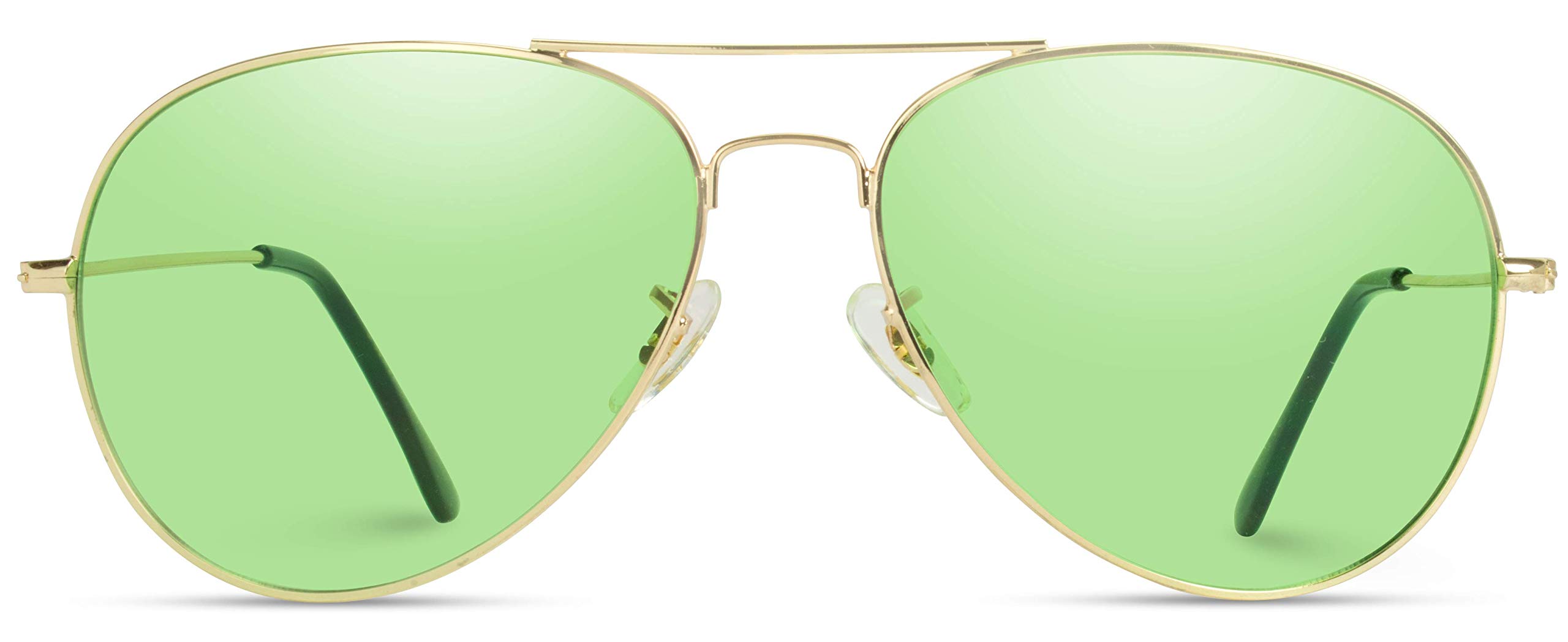 WearMe Pro Classic Aviator Style Metal Frame Sunglasses (Gold Frame/Green Tinted Lens, 59)