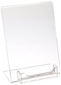 displays2go clear acrylic 5x7 sign holder with business card pocket, tabletop with slant back (ash57bcc)