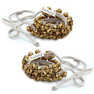 Prisha India Craft Kathak Ghungroo Pair, (25+25) (12 No. Ghungroo) Bells Tied with Cotton Cord Indian Classical Dancers Anklet Musical Instrument