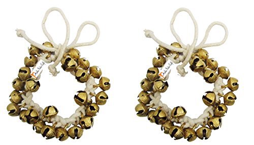 Prisha India Craft Kathak Ghungroo Pair, (25+25) (12 No. Ghungroo) Bells Tied with Cotton Cord Indian Classical Dancers Anklet Musical Instrument