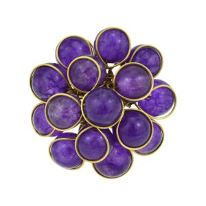 aeravida elegant purple amethyst gemstone cluster in brass statement ring | elegant handmade jewelry for women | handmade brass ring | purple amethyst gift for women | statement ring jewelry