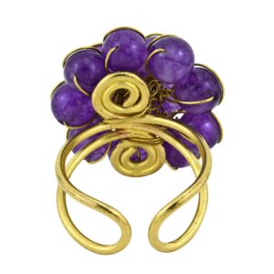 AeraVida Elegant Purple Amethyst Gemstone Cluster in Brass Statement Ring | Elegant Handmade Jewelry for Women | Handmade Brass Ring | Purple Amethyst Gift for Women | Statement Ring Jewelry