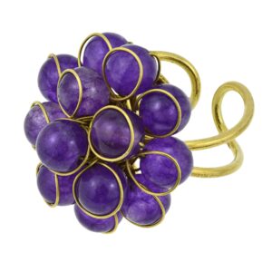 AeraVida Elegant Purple Amethyst Gemstone Cluster in Brass Statement Ring | Elegant Handmade Jewelry for Women | Handmade Brass Ring | Purple Amethyst Gift for Women | Statement Ring Jewelry