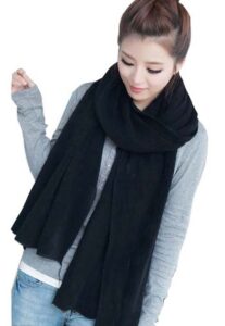 wander agio women's warm long shawl winter warm large scarf pure color black