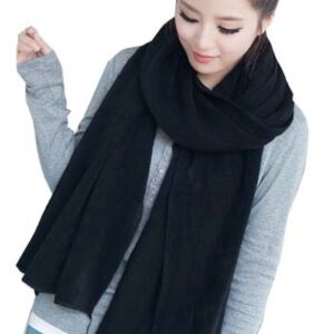 Wander Agio Women's Warm Long Shawl Winter Warm Large Scarf Pure Color Black