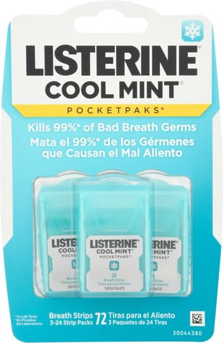 Listerine Pocketpaks Breath Strips, Cool Mint, 72 Count