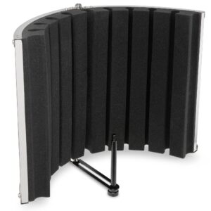 lyxpro vri-30 sound absorbing and vocal booth recording microphone isolation shield panel for home office and studio portable & foldable stand mount adjustable