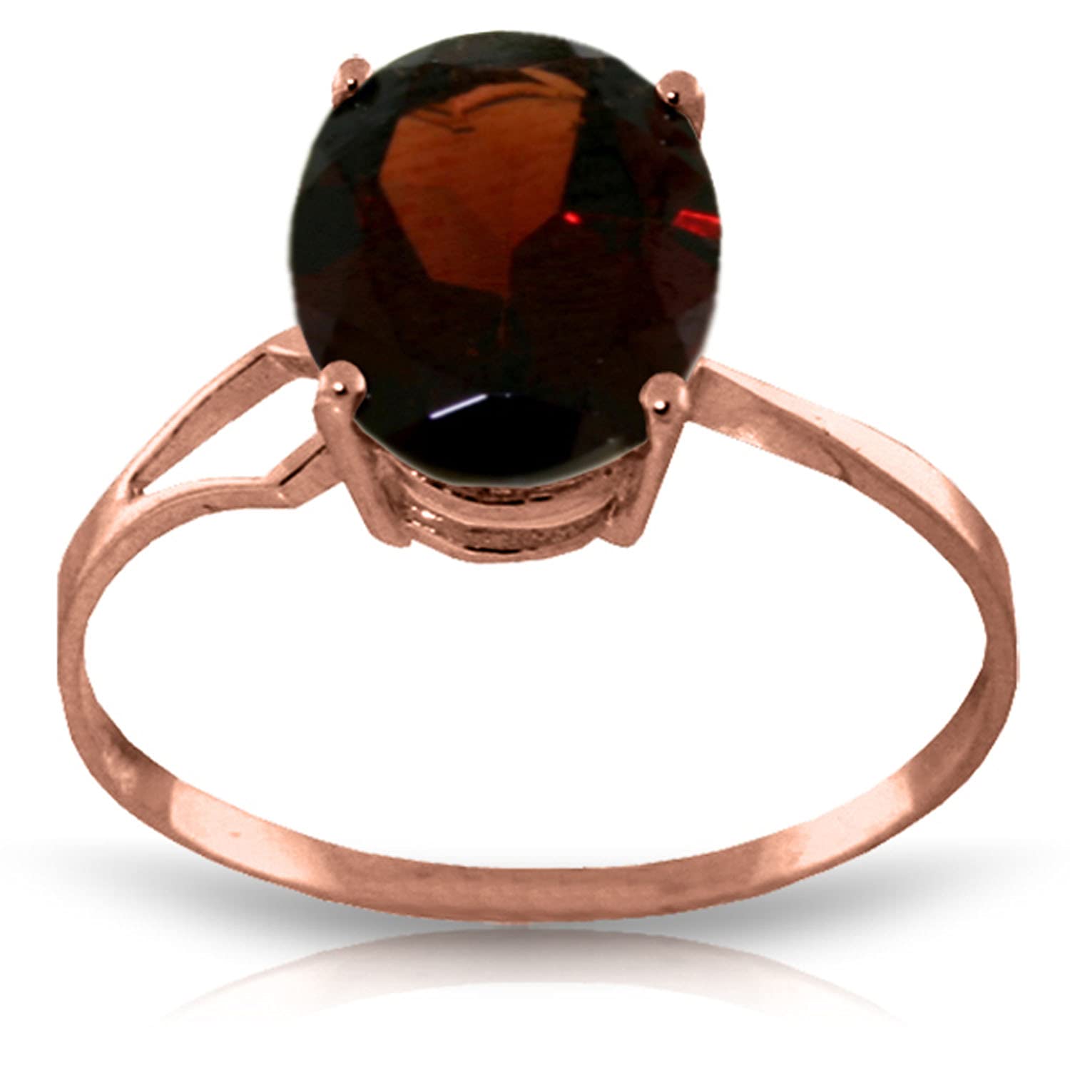 Galaxy Gold GG 14k Rose Gold Ring with Oval-shaped Garnet - Size 5.5