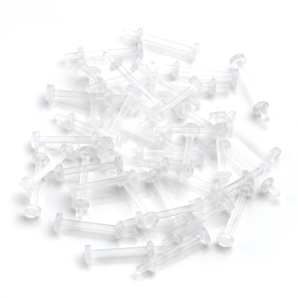 PiercingJ 20pcs Lot 16G Clear White Flexible Bioplast Lip Labret Retainer 3/8" Bar Piercing for Lip Nose Ear