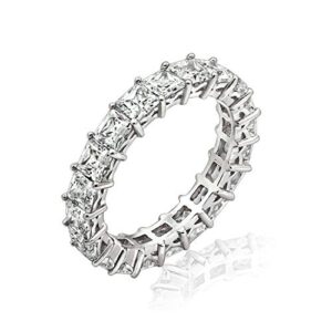 amazon essentials platinum plated sterling silver ring set with princess cut infinite elements cubic zirconia (7.5 cttw), size 9, (previously amazon collection)