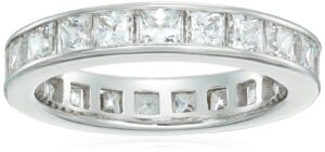 amazon essentials platinum-plated sterling silver and infinite elements cubic zirconia wedding ring set, size 9 (previously amazon collection)