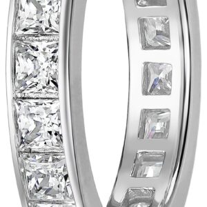 Amazon Essentials Platinum-Plated Sterling Silver and Infinite Elements Cubic Zirconia Wedding Ring Set, Size 9 (previously Amazon Collection)