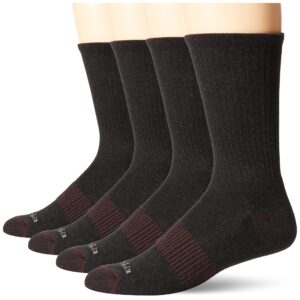 columbia men's 4 pack everyday crew socks, black heather, shoe size 6-12