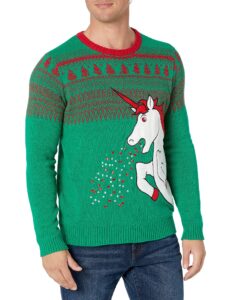 blizzard bay men's big sparkle unicorn ugly christmas sweater, green, xx-large