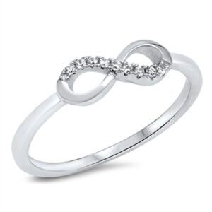 infinity forever love white cz promise ring .925 sterling silver band size 6