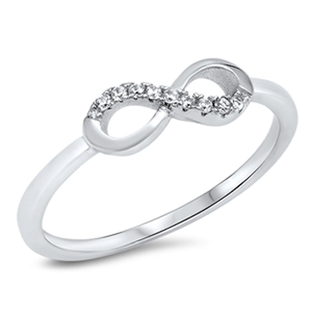 Infinity Forever Love White CZ Promise Ring .925 Sterling Silver Band Size 6