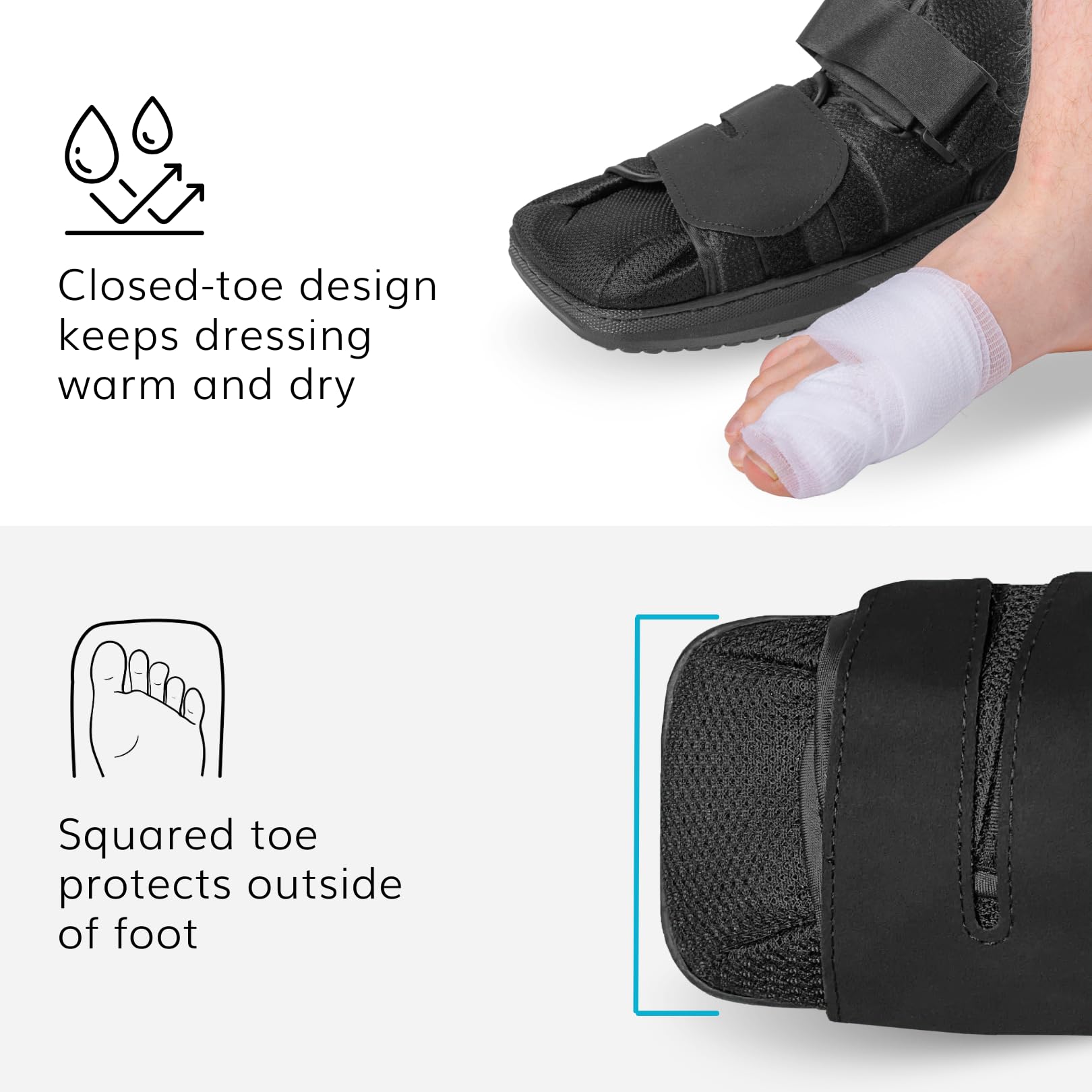 BraceAbility Closed Toe Medical Walking Shoe - Lightweight Broken Toe Cast Boot, Fractured Foot Brace for Metatarsal Stress Fracture, Post-op Bunion, Hammertoe Recovery - For Men or Women (L)