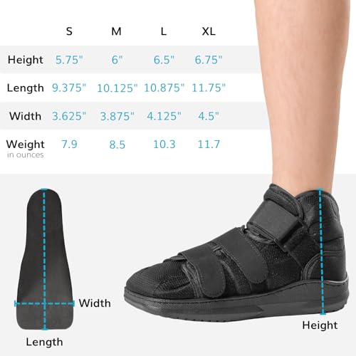 BraceAbility Closed Toe Medical Walking Shoe - Lightweight Broken Toe Cast Boot, Fractured Foot Brace for Metatarsal Stress Fracture, Post-op Bunion, Hammertoe Recovery - For Men or Women (S)