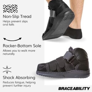 BraceAbility Closed Toe Medical Walking Shoe - Lightweight Broken Toe Cast Boot, Fractured Foot Brace for Metatarsal Stress Fracture, Post-op Bunion, Hammertoe Recovery - For Men or Women (S)