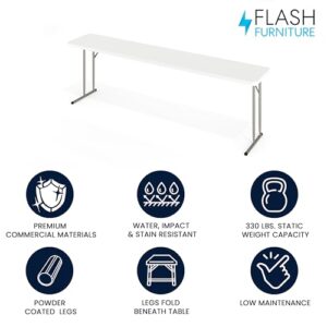 Flash Furniture 8' Plastic Folding Training and Event Table, Rectangular Folding Training Table with 330-lb. Static Weight Capacity, White