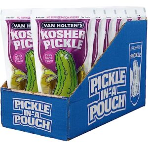 van holten's pickles - jumbo kosher garlic pickle-in-a-pouch - 12 pack