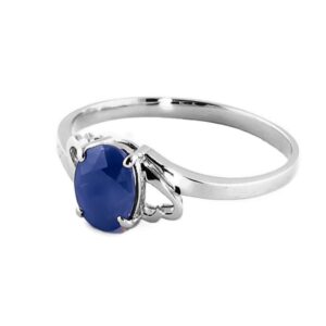 Galaxy Gold GG 14k Solid White Gold Ring with Natural Oval-shaped Natural Sapphire - Size 6