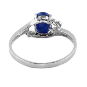 Galaxy Gold GG 14k Solid White Gold Ring with Natural Oval-shaped Natural Sapphire - Size 6