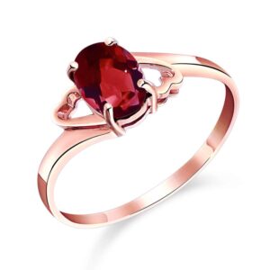 galaxy gold gg 14k rose gold ring with oval-shaped natural garnet - size 6