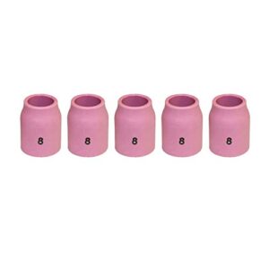 weldingcity 5-pk gas lens ceramic cup alumina 53n61s (#8, 1/2") for tig welding torch 9, 20 and 25 series from weldcraft lincoln miller esab ck