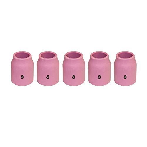 WeldingCity 5-pk Gas Lens Ceramic Cup Alumina 53N61S (#8, 1/2") for TIG Welding Torch 9, 20 and 25 Series from Weldcraft Lincoln Miller ESAB CK