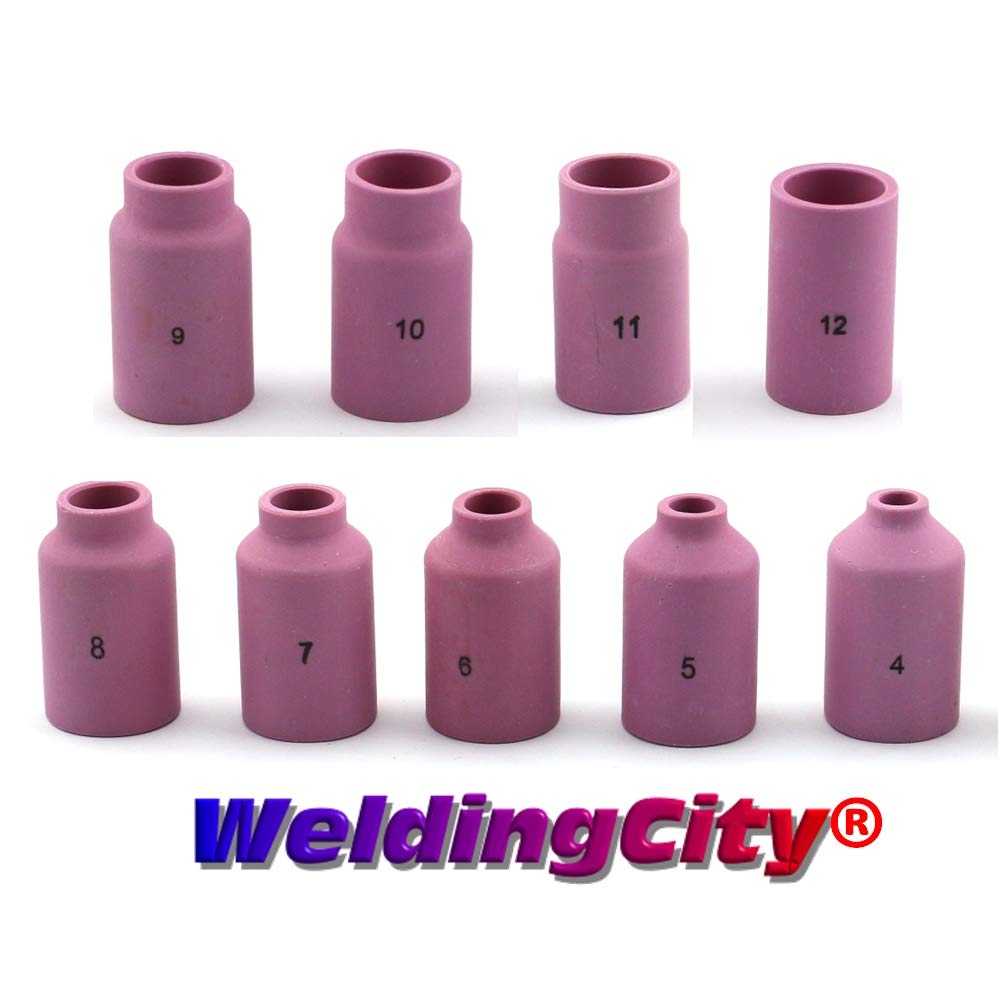 WeldingCity 10-pk Gas Lens Ceramic Cup Alumina 54N15 (#7, 7/16") for TIG Welding Torch 17, 18 and 26 Series from Weldcraft Lincoln Miller ESAB CK