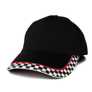 armycrew racing flag low profile structured cotton twill baseball cap (one size, black)