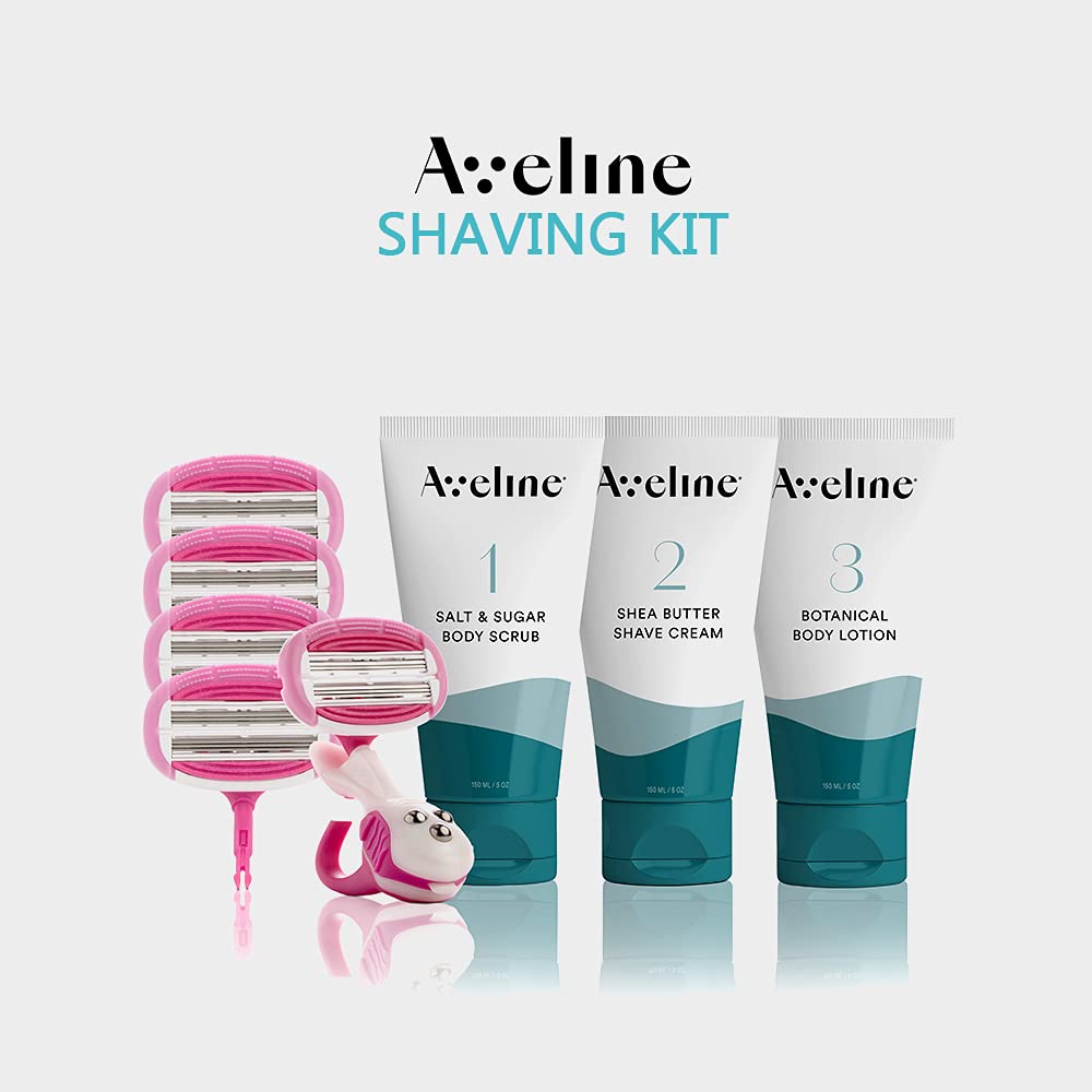 Aveline Women's Razor with 6-Blade Lubricated Cartridge - Multi-Grip Handle for Sensitive Skin with Lubricating Stip Pink