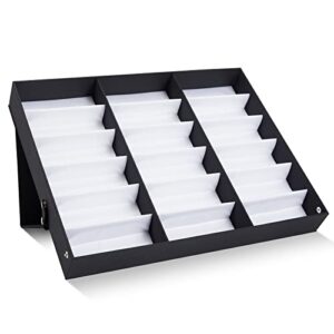 Juvale 18 Slot Sunglass Organizer, Display Case Storage for Women and Men, Eyeglasses (Black, 18.7 x 14.9 x 2.4 In)