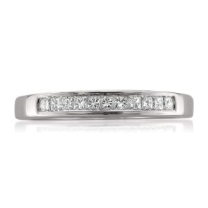 beyond brilliance 1/4 carat diamond, channel-set 14k white gold princess cut diamond 11-stone bridal wedding band ring (j-k, si1-si2)