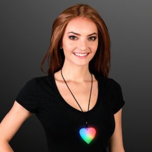 Color Changing LED Heart Light Up Necklace