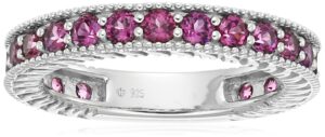 sterling silver rhodolite round eternity ring, size 7