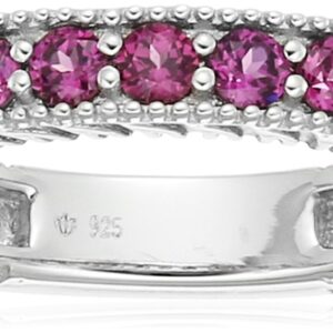 Sterling Silver Rhodolite Round Eternity Ring, Size 7