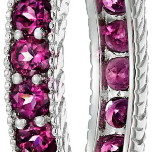 Sterling Silver Rhodolite Round Eternity Ring, Size 7