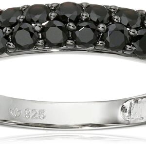 Sterling Silver Black Spinel Round Stackable Ring, Size 7