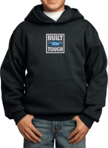 buy cool shirts kids ford hoodie built ford tough (small print) youth hoody (large, black)