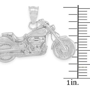 925 Sterling Silver High Polish Biker Charm Motorcycle Pendant Necklace, 18"