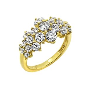 amazon essentials yellow-gold-plated sterling silver cluster ring set with round cut infinite elements cubic zirconia (1.5 cttw), size 8, (previously amazon collection)