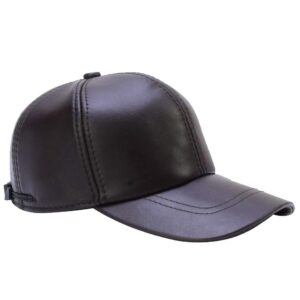 did men's genuine soft lambskin leather baseball hats driving adjustable caps brown