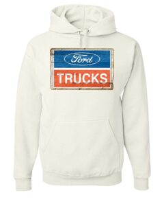 tee hunt ford trucks old sign hoodie licensed ford built tough sweatshirt black large